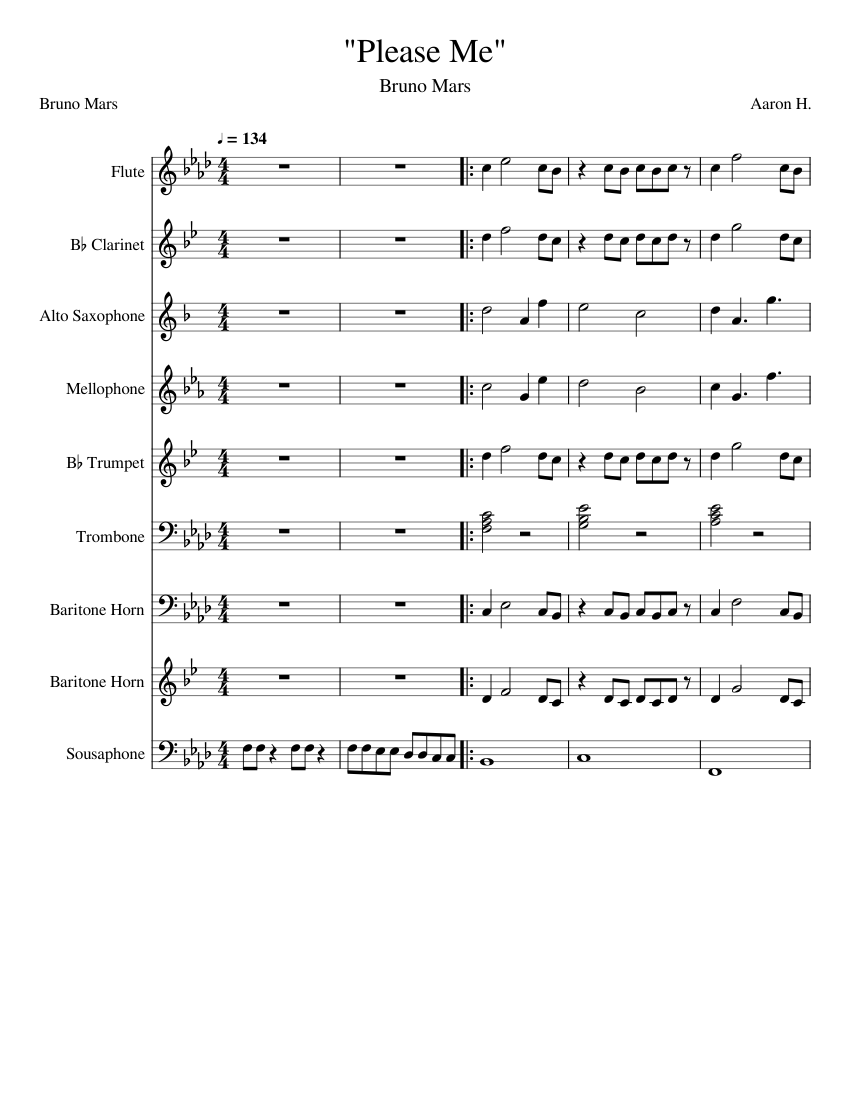 _Please_Me_ Sheet music for Trombone, Mellophone, Flute, Clarinet in b ...