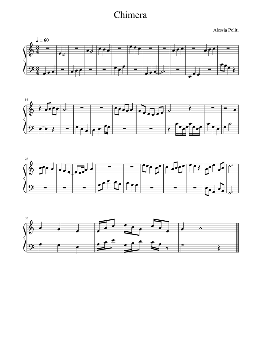Chimera Sheet music for Piano (Solo) | Musescore.com