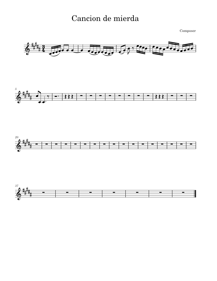 Cancion fea Sheet music for Piano (Solo) | Musescore.com