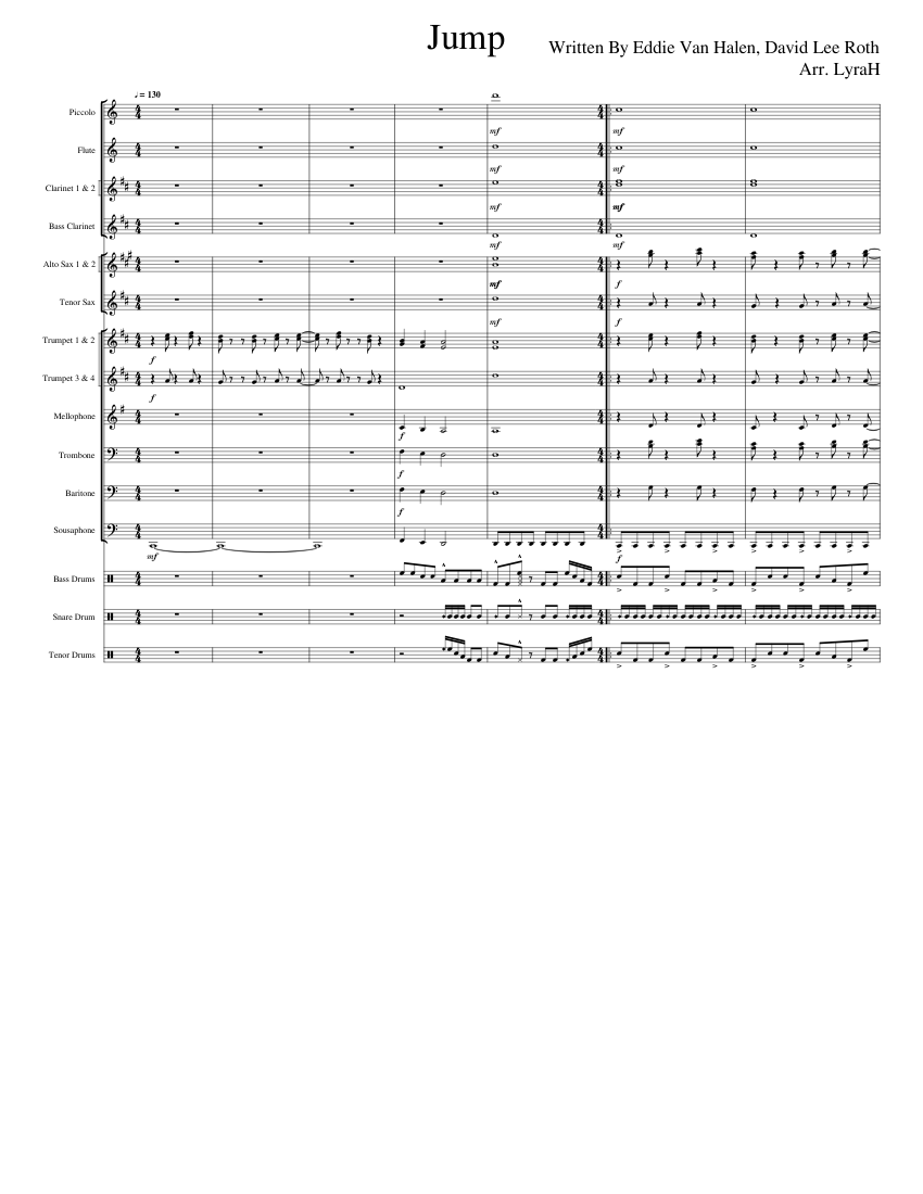 Jump Intro Sheet music for Trombone, Tuba, Flute piccolo, Flute & more ...