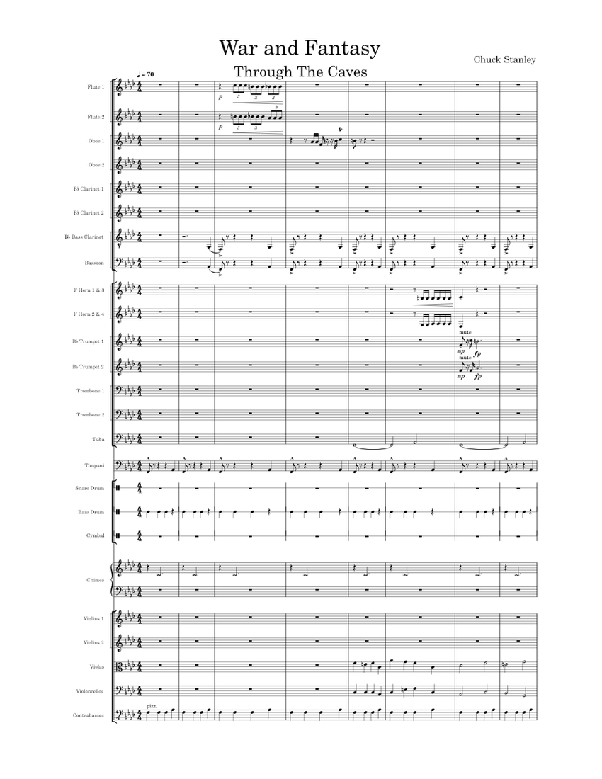 War and Fantasy CAVES Sheet music for Trombone, Tuba, Flute, Oboe ...