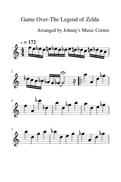 Game Over-The Legend of Zelda for Bb Clarinet Sheet music for Clarinet ...