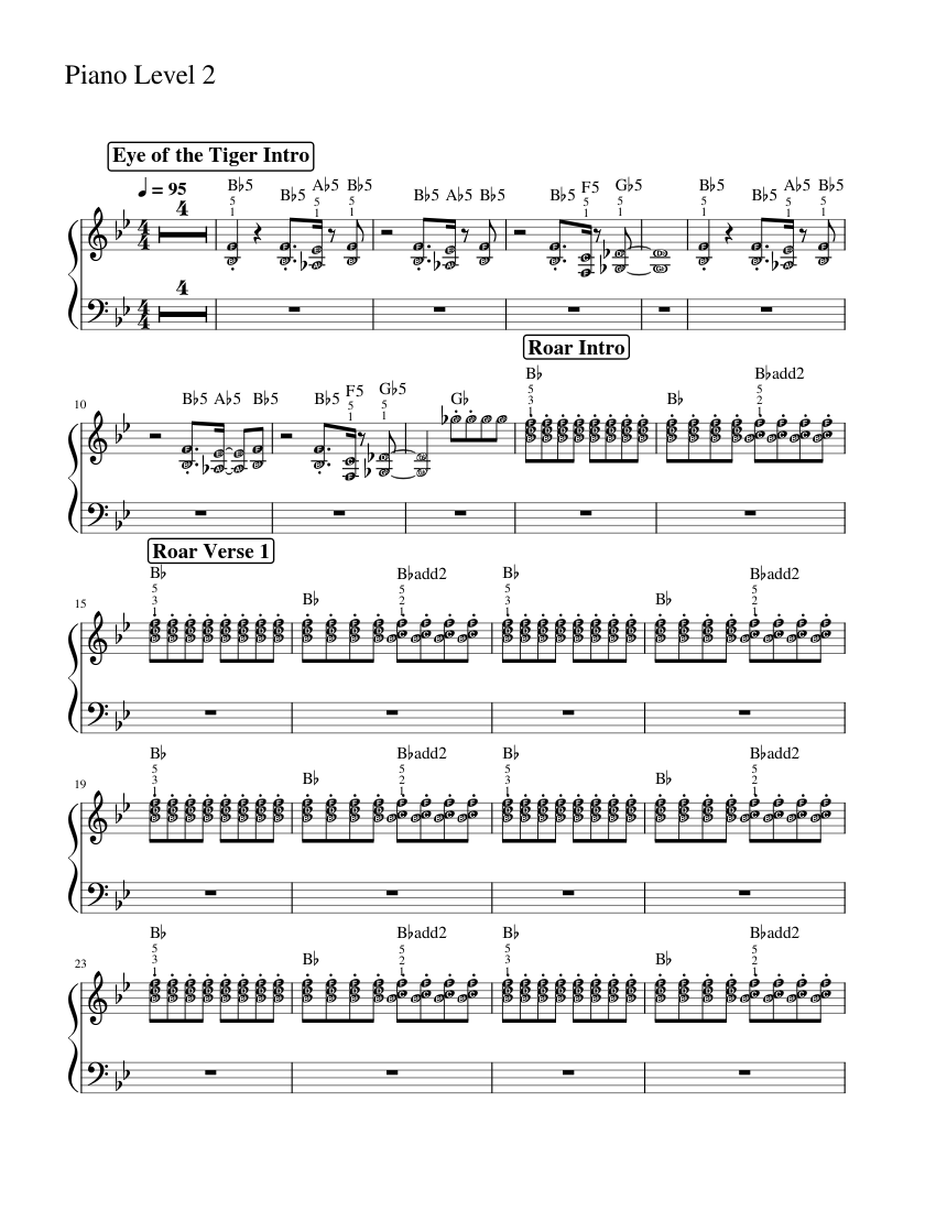 Roar of the Tiger-Piano Level 2 Sheet music for Piano (Solo) Easy ...
