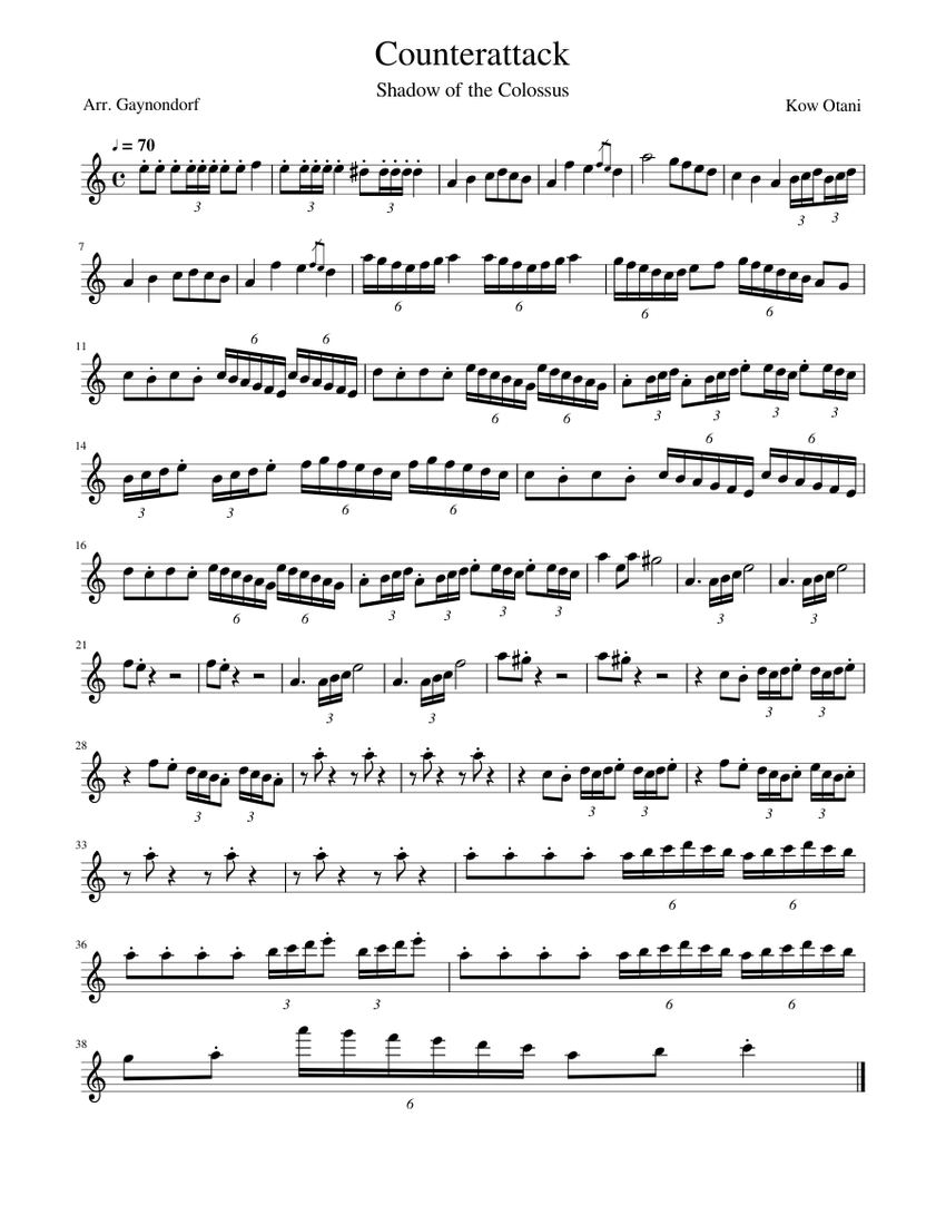 Counterattack - Kow Otani Sheet Music for Violin (Solo) | MuseScore.com
