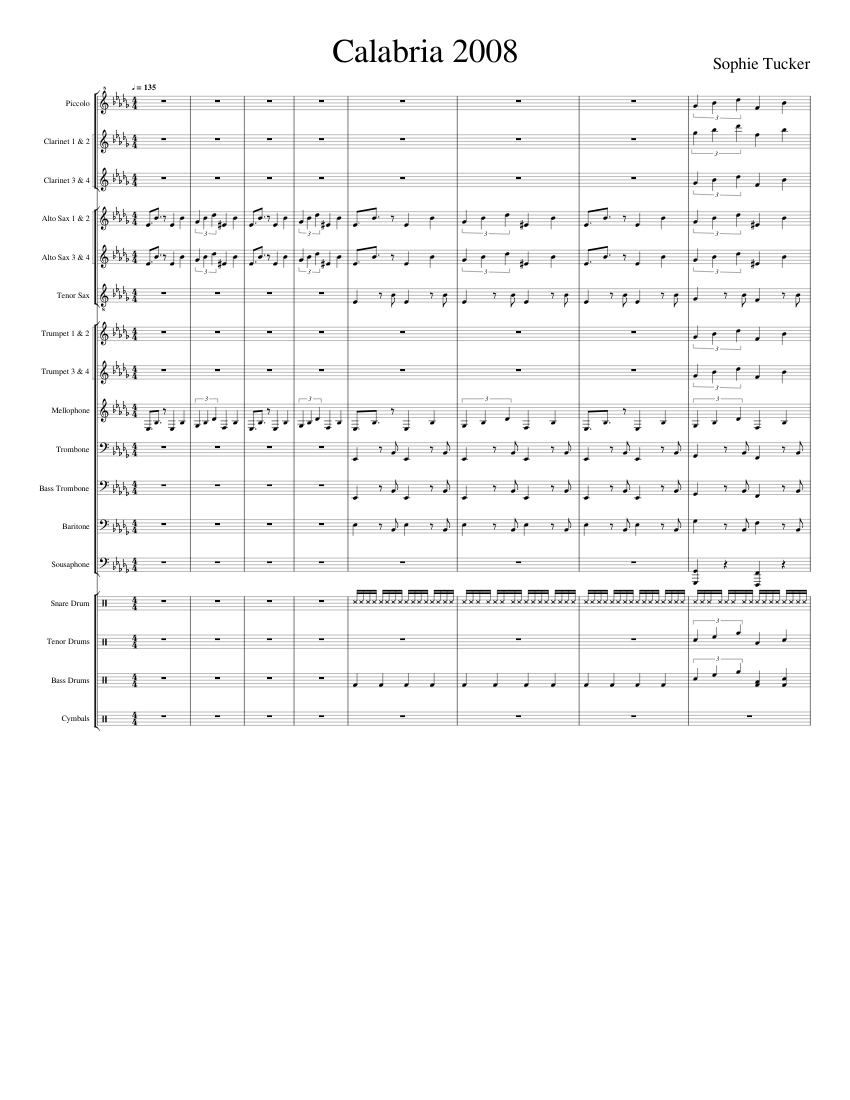 Calabria_2008 Sheet Music for Trombone, Tuba, Trombone bass, Flute ...