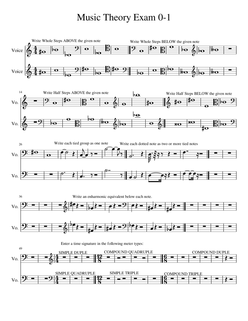 Music Theory Exam 0 1 Sheet music for Vocals (Choral) | Musescore.com