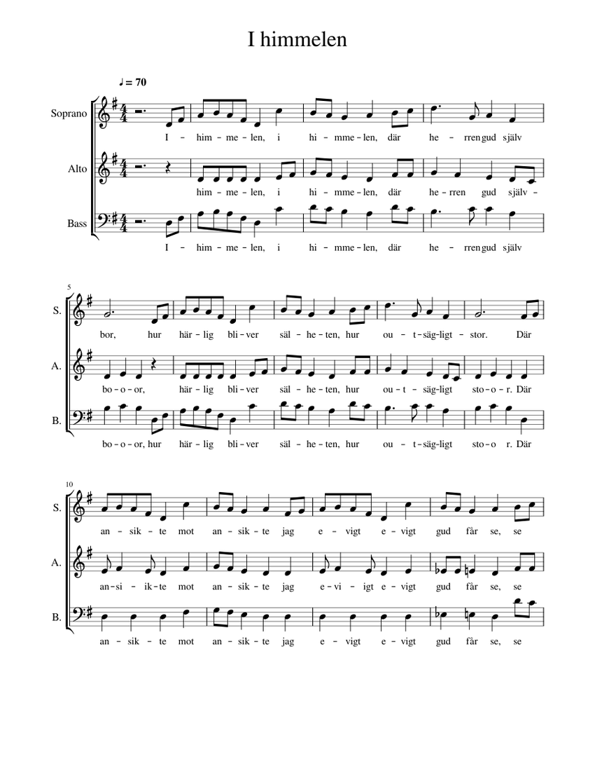 I himmelen version 2 Sheet Music for Soprano, Alto, Bass voice (Choral ...