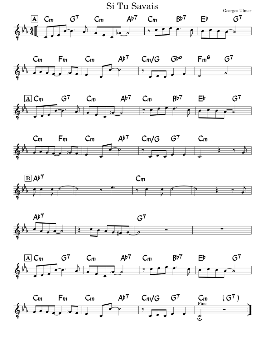 Si Tu Savais – Georges Ulmer Sheet music for Guitar (Solo) | Musescore.com