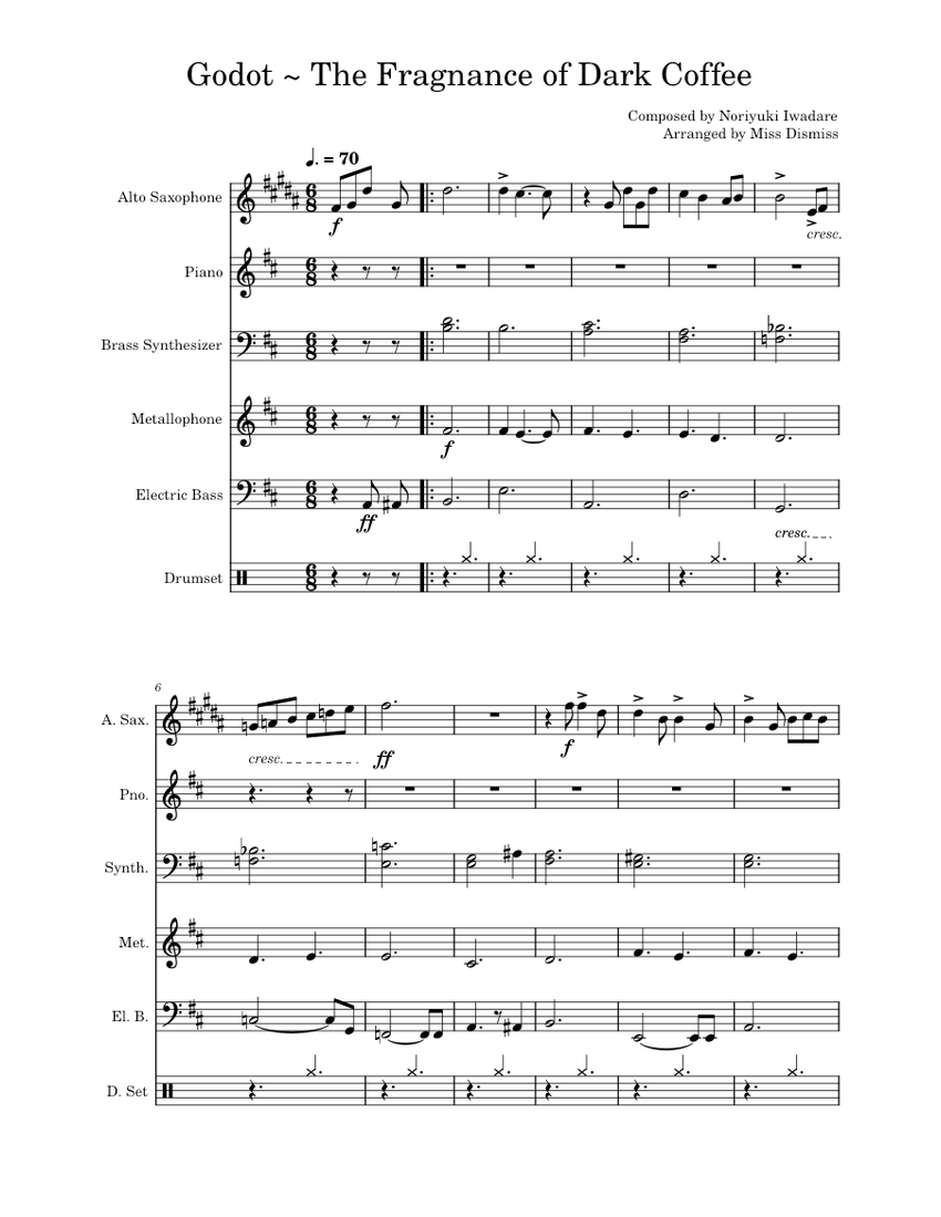 The Fragrance of Dark Coffee / Godot's theme – Noriyuki Iwadare Sheet ...