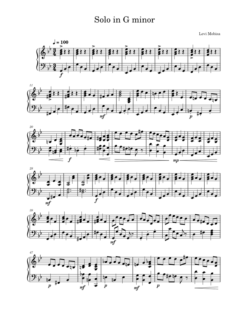 Solo in G minor - Levi - piano tutorial