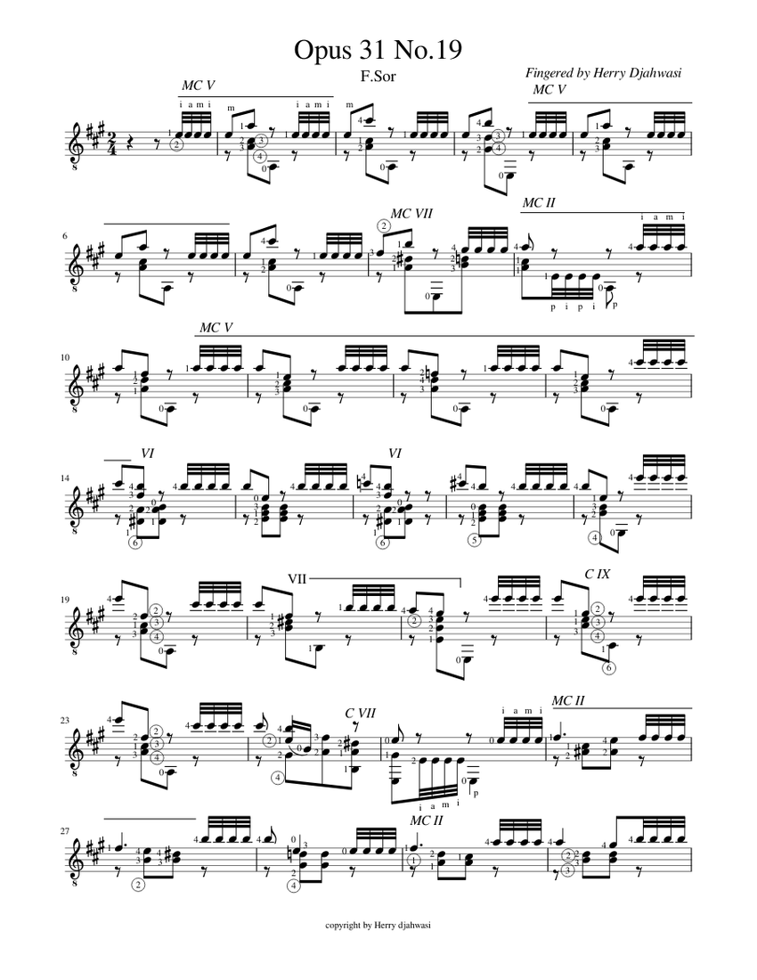F Sor Etude opus 31 No 19 Sheet Music for Guitar (Solo) | MuseScore.com