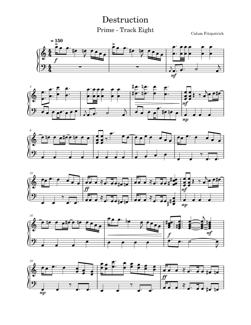 Destruction Sheet music for Piano (Solo) | Musescore.com