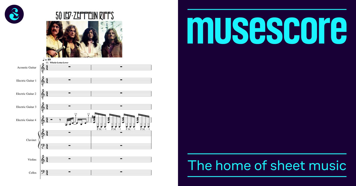 50 Led Zeppelin RIFFS Sheet music for Piano, Guitar, Bass guitar, Drum ...