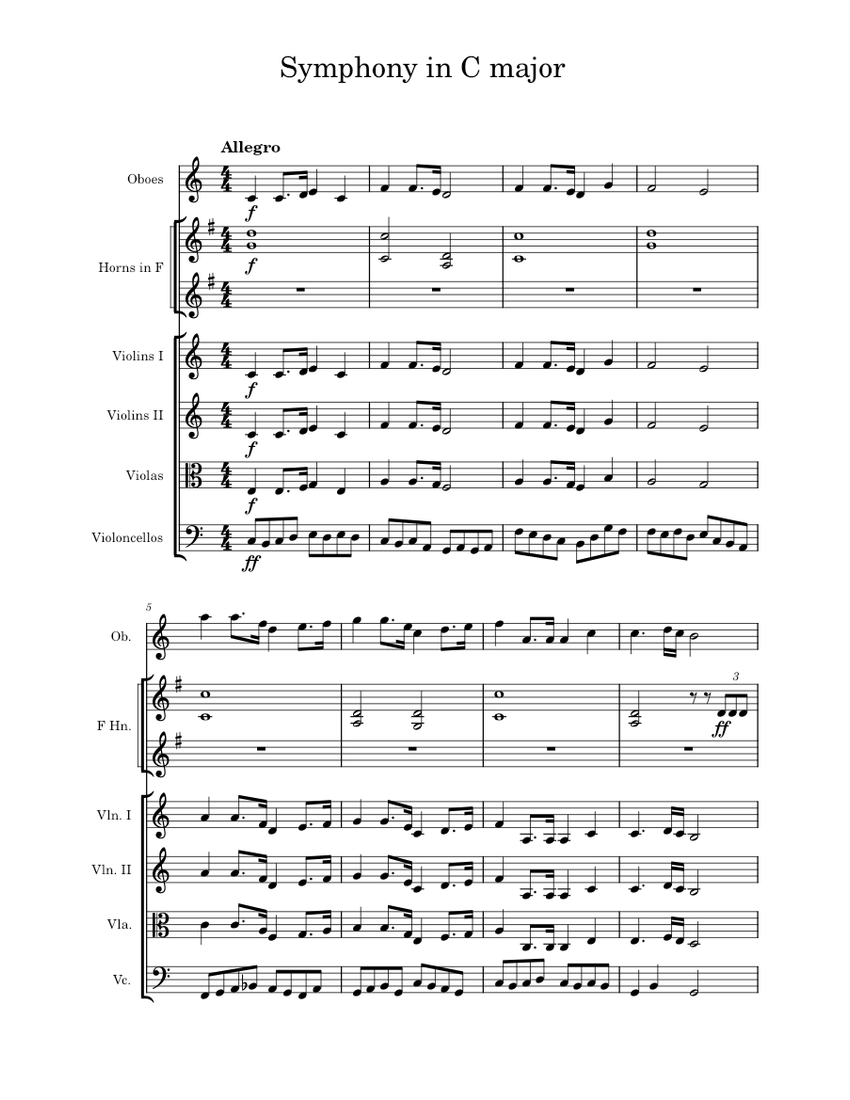 Symphony_in_C_major 1st Movement Sheet music for Oboe, French horn ...
