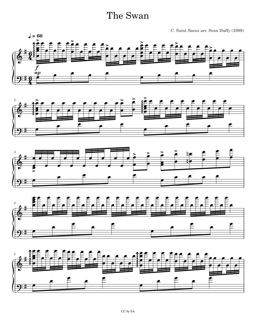 The_Swan - Saint-Saens Sheet music for Piano (Solo) | Musescore.com