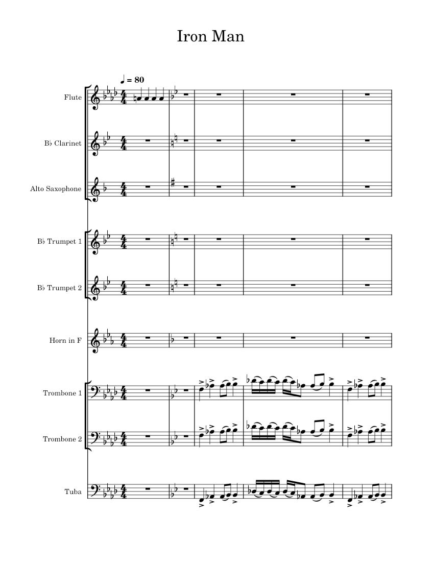 The Iron Man – Misc tunes The Iron Man Sheet music for Trombone, Tuba ...