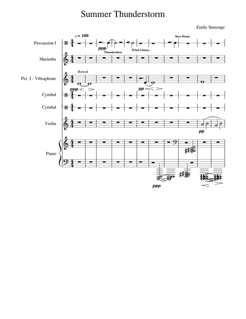 A Summer Thunderstorm v8 Sheet music for Piano, Vibraphone, Crash ...