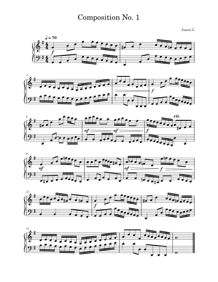Composition No. 1 Sheet music for Piano (Solo) | Musescore.com
