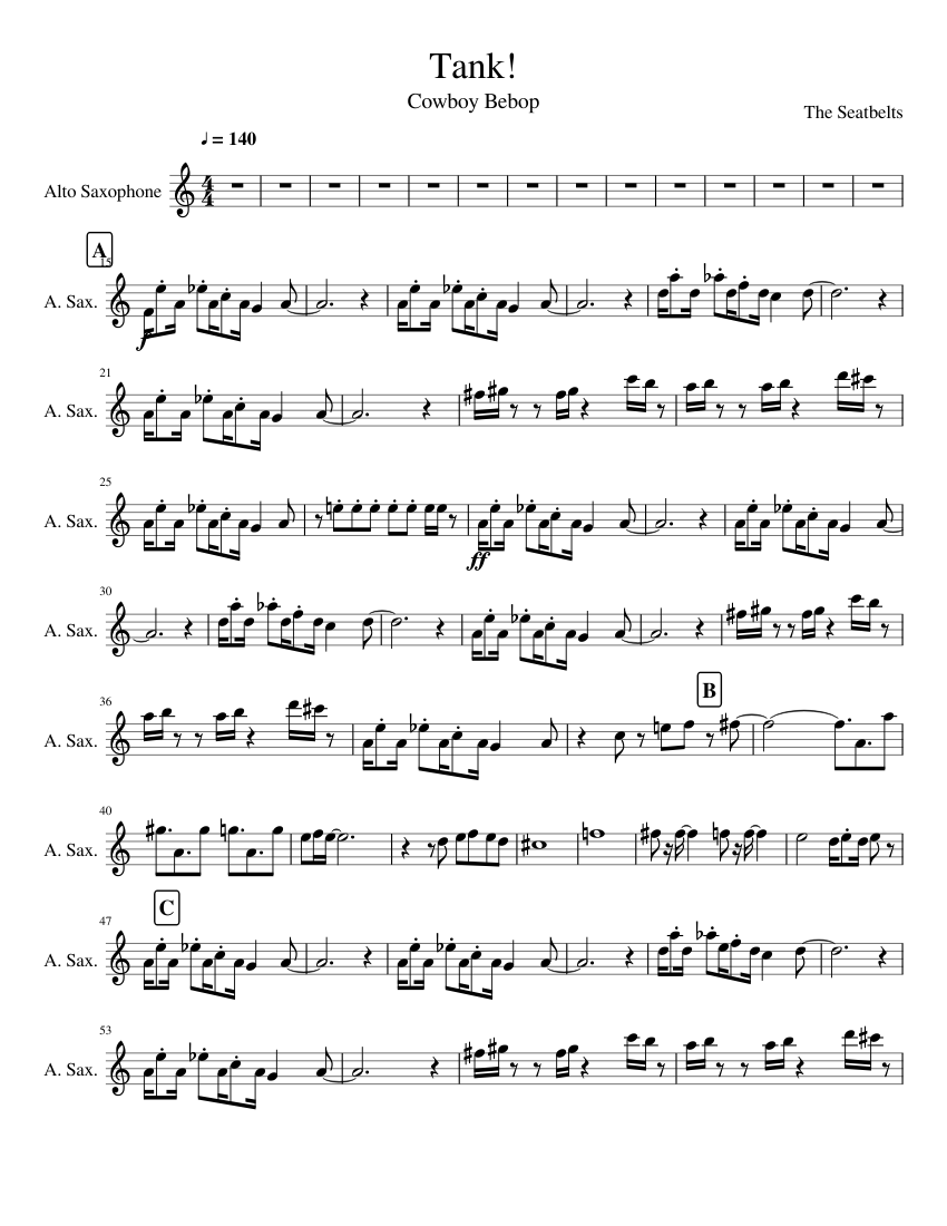 ASax Tank Sheet music for Trombone, Clarinet in b-flat, Saxophone alto ...