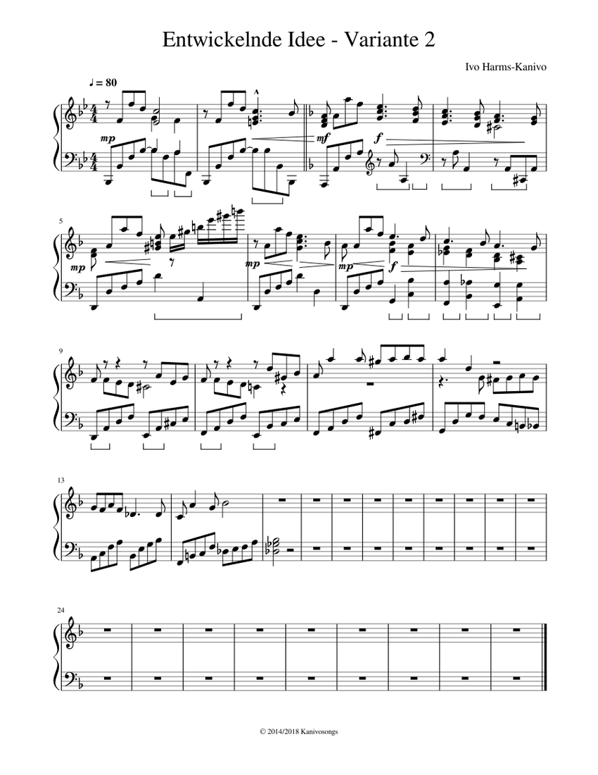 Entwickelnde Idee Ivo Kanivo-Harms Sheet music for Piano (Solo ...