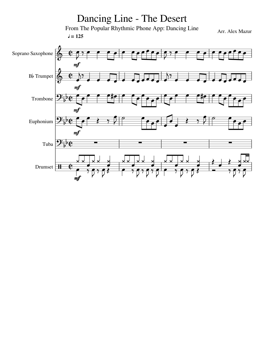 Dancing Line The Desert Sheet Music for Trombone, Euphonium, Tuba ...