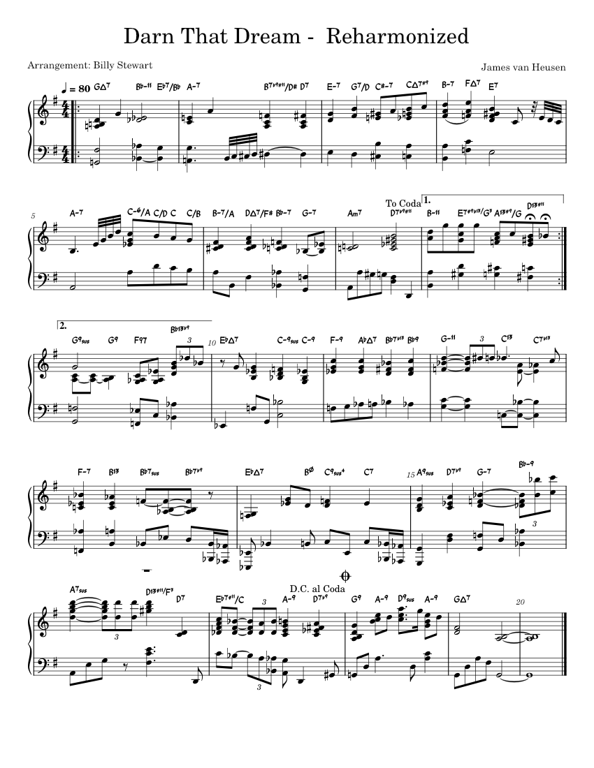 Darn that dream – Reharmonized-Jimmy Van Heusen Sheet music for Piano ...