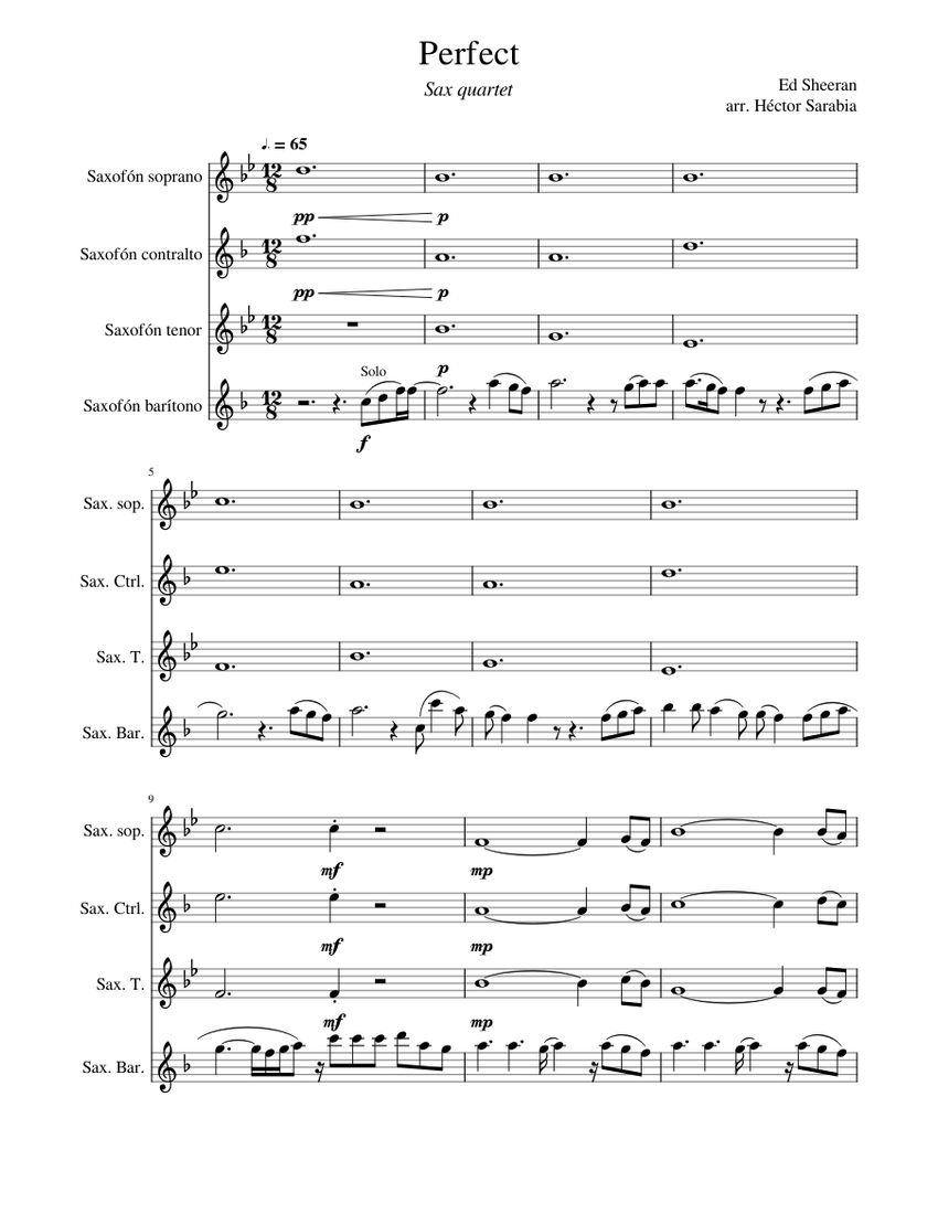 Perfect/Sax quartet Sheet music for Saxophone alto, Saxophone tenor ...