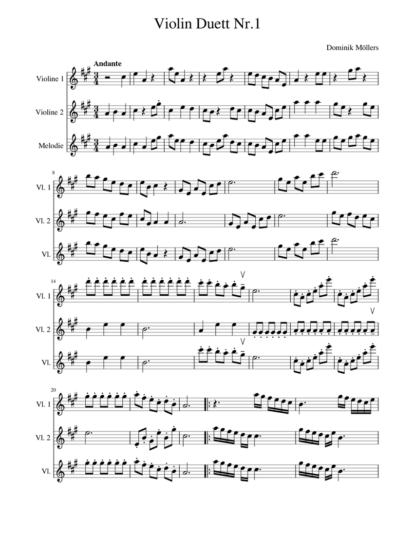 Violin Duett Nr.1 Sheet music for Violin (String Duet) | Musescore.com