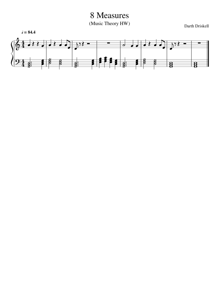 Driskell 8 Measures Sheet music for Piano (Solo) | Musescore.com