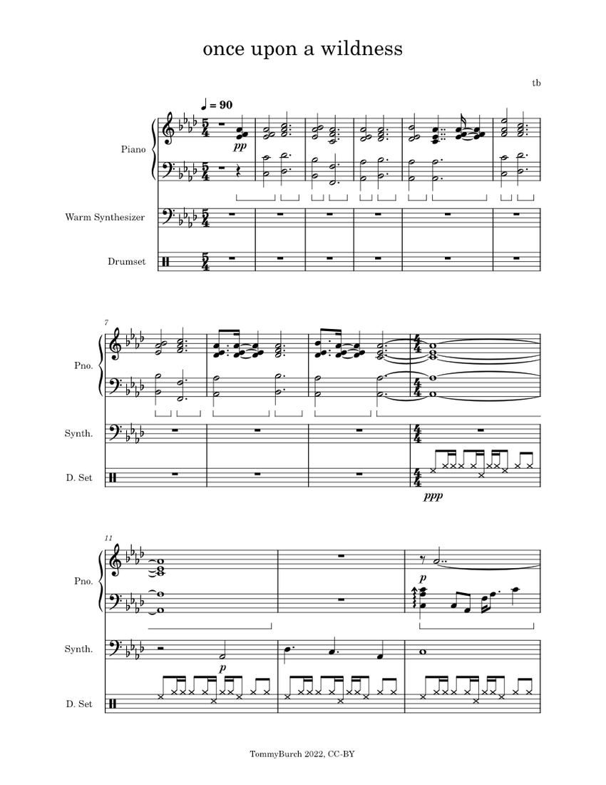 once upon a wildness Sheet music for Piano, Drum group, Synthesizer (Piano Trio) | Musescore.com