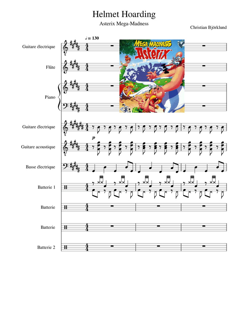 Helmet Hoarding Sheet music for Piano, Flute, Guitar, Bass guitar ...