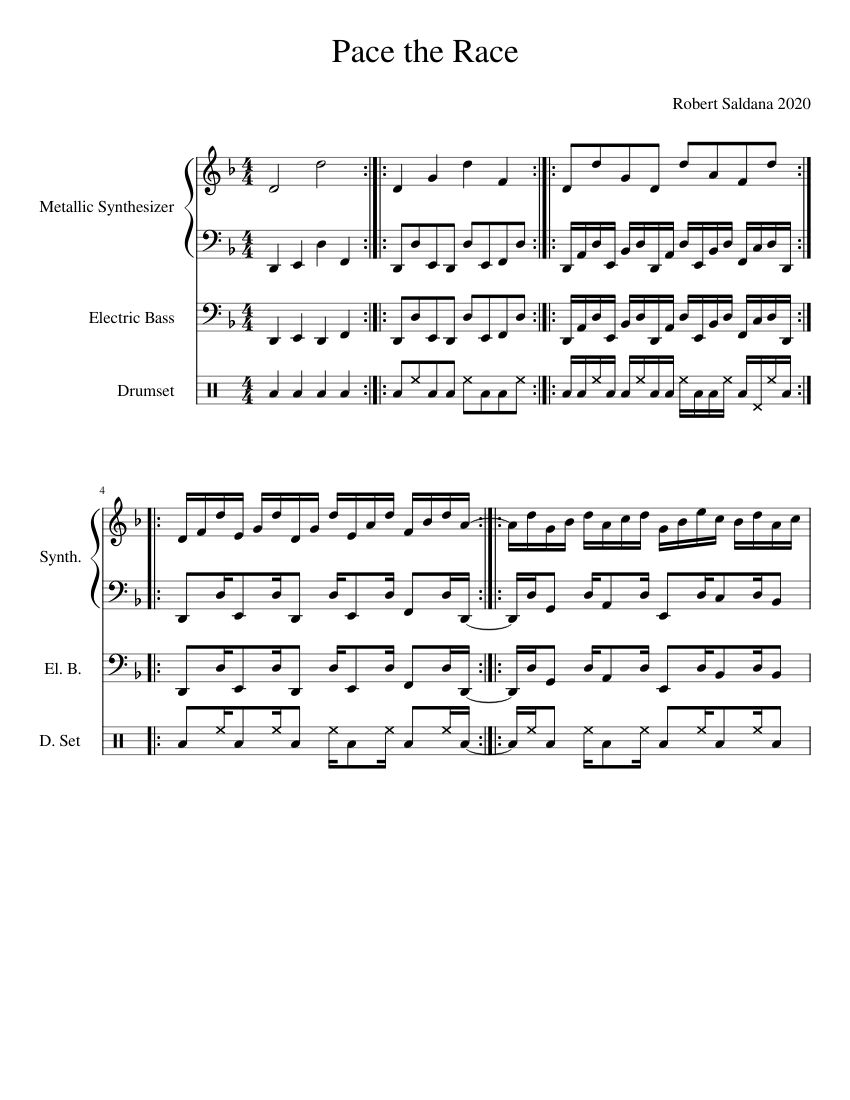 Pace the Race Sheet music for Bass guitar, Drum group, Synthesizer ...