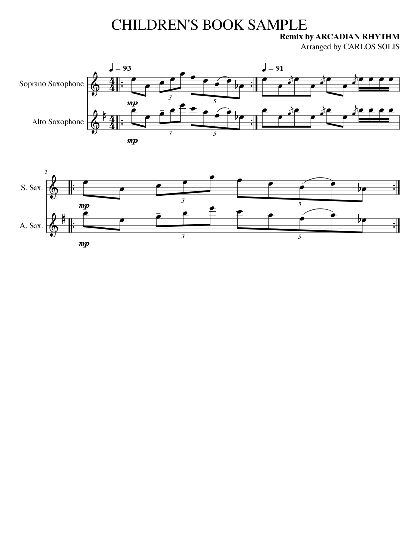 CHILDREN'S BOOK SAMPLE by CARLIT0CHURRIT0 Sheet music for Saxophone alto, Saxophone soprano ...