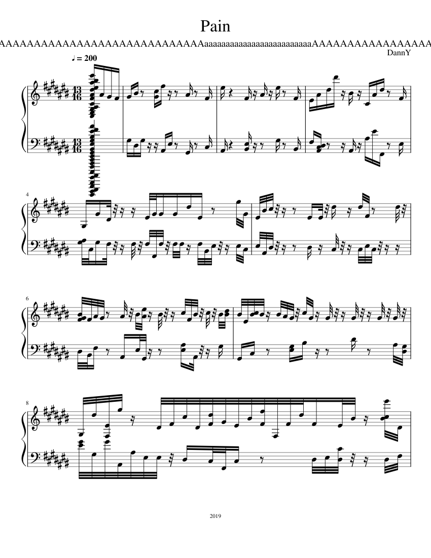 Pain Sheet Music for Piano (Solo) | MuseScore.com