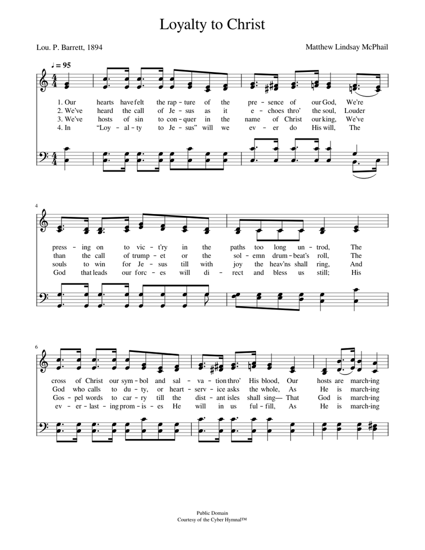 Loyalty to christ (barrett) - Matthew L. McPhail Sheet music for Piano ...