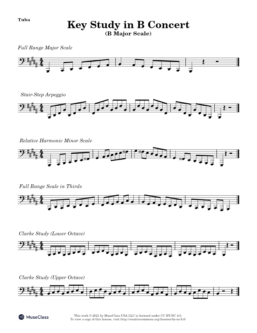Key Study in B Major for Tuba Sheet music for Tuba (Solo) | Musescore.com