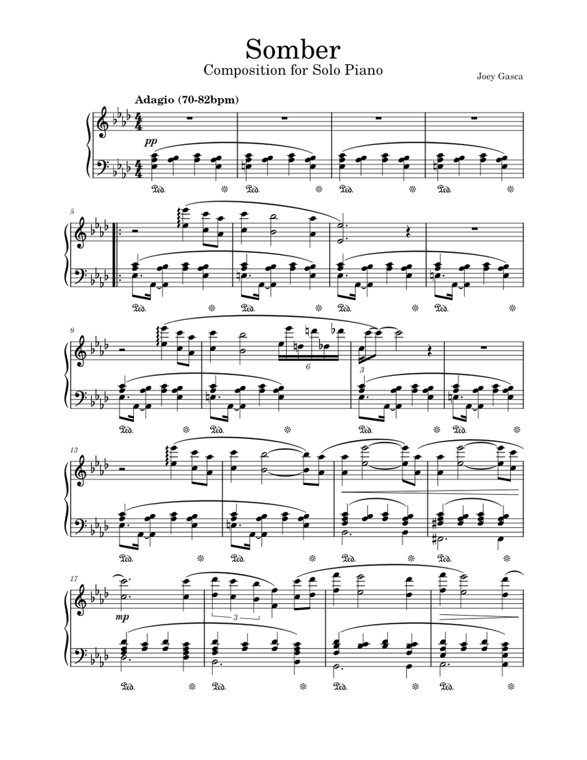 Somber Sheet music for Piano (Solo) Easy | Musescore.com