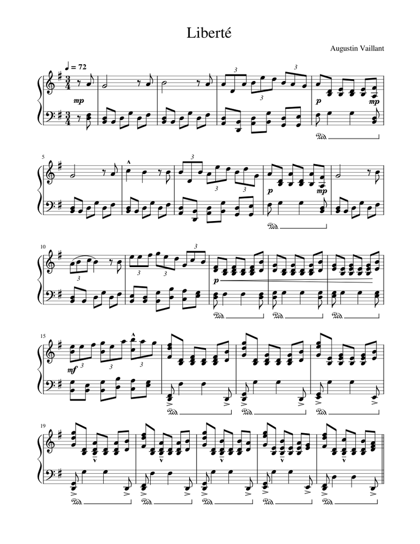 Liberté Sheet Music for Piano (Solo) | MuseScore.com