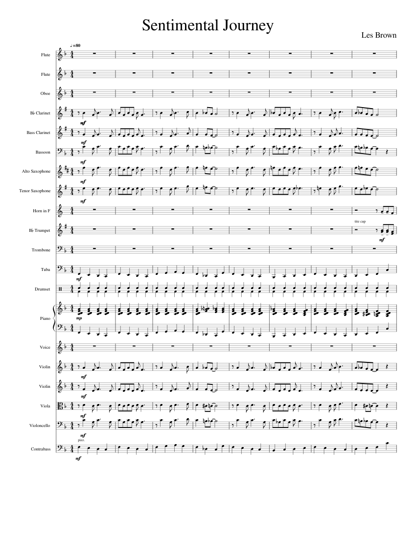 Sentimental Journey Sheet music for Piano, Trombone, Tuba, Vocals ...