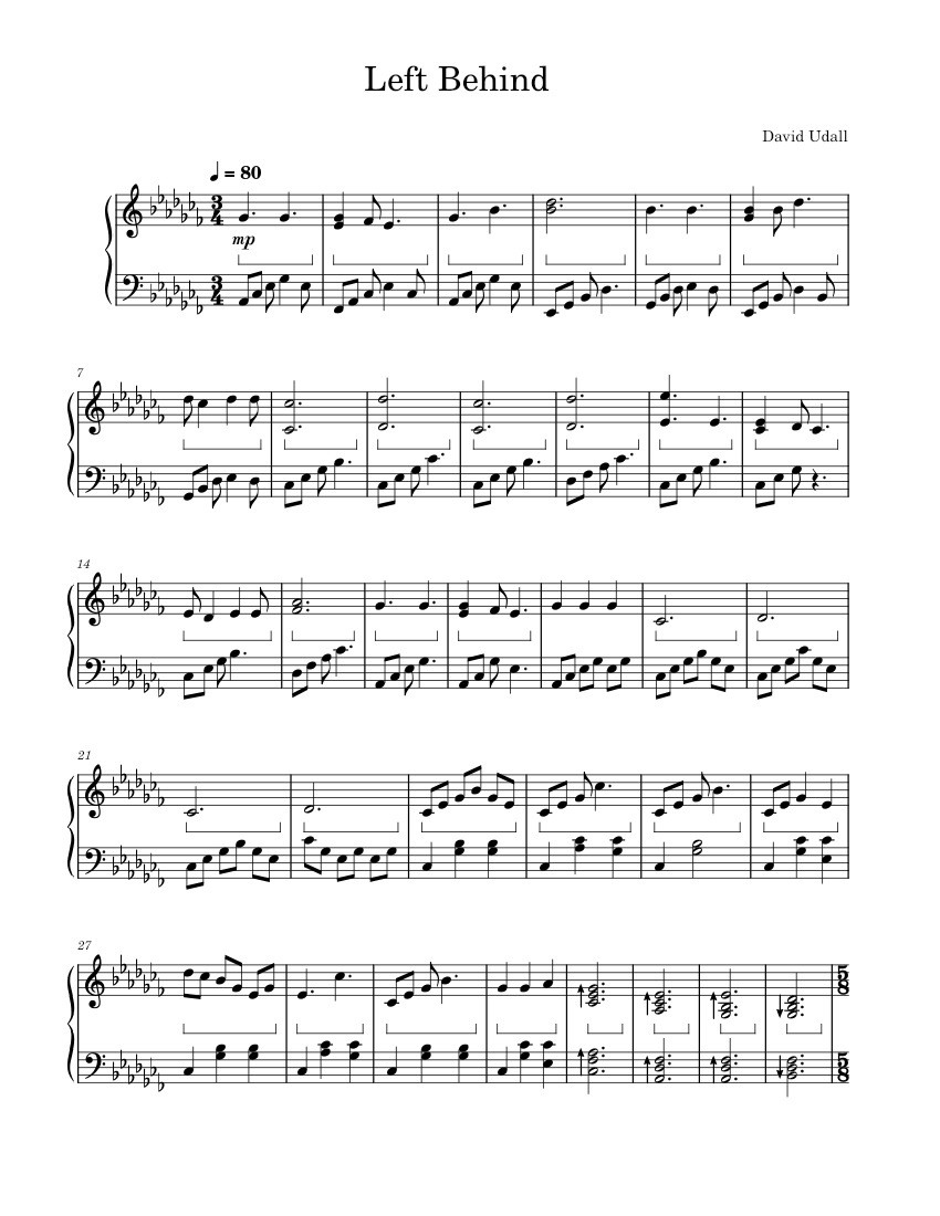 Left Behind Sheet music for Piano (Solo) Easy | Musescore.com