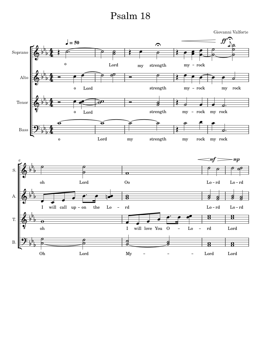 Psalm 18 – Giovanni Valforte Sheet music for Soprano, Alto, Tenor, Bass ...