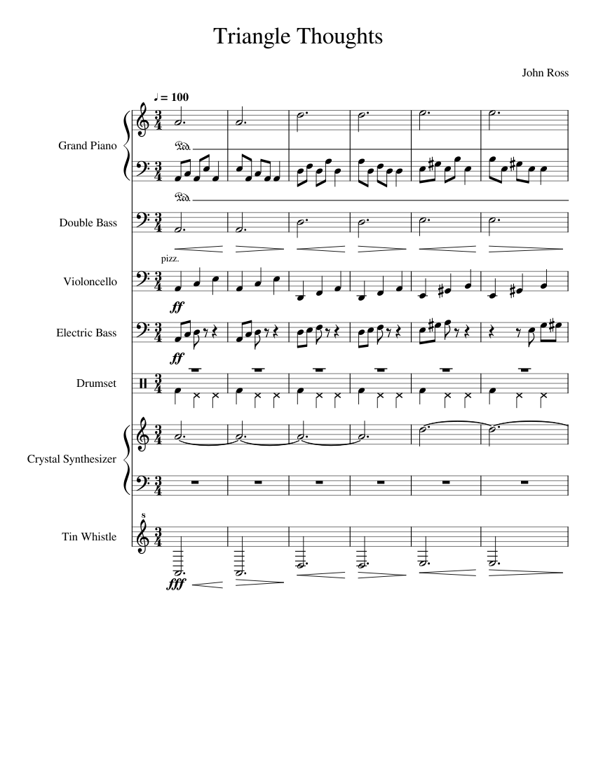 Triangle Thoughts Sheet music for Piano, Contrabass, Cello, Bass guitar ...