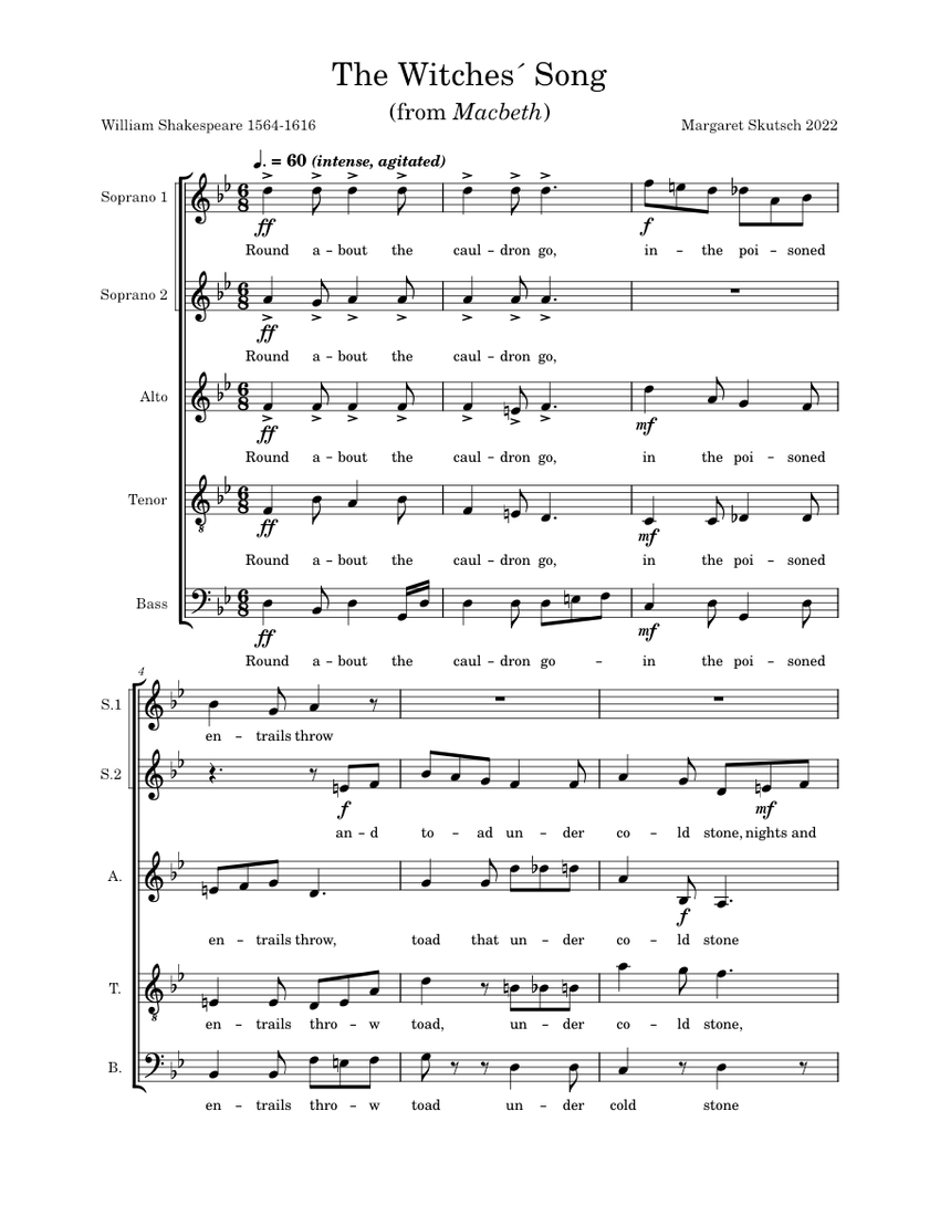 The Witches´ Song - Margaret Skutsch Sheet music for Soprano, Alto ...