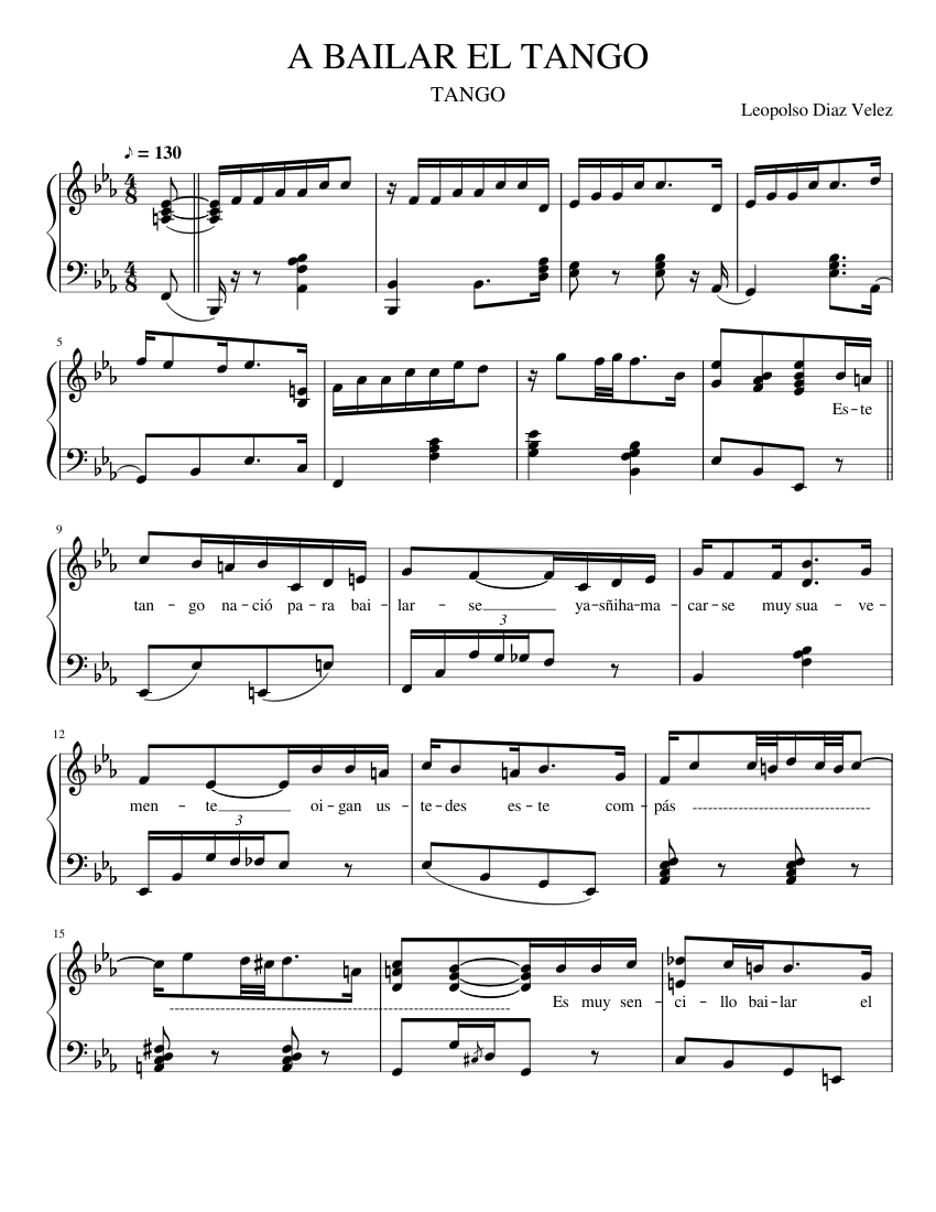 A BAILAR EL TANGO Sheet Music for Piano (Solo) | MuseScore.com