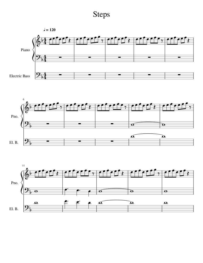 Steps Sheet music for Piano, Bass guitar (Mixed Duet) | Musescore.com
