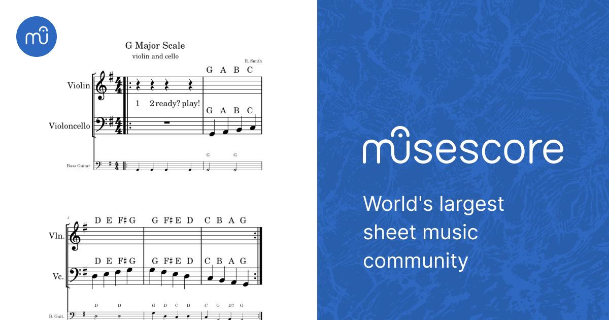 G major scale – Lessons - Scales Sheet Music for Violin, Cello, Bass ...