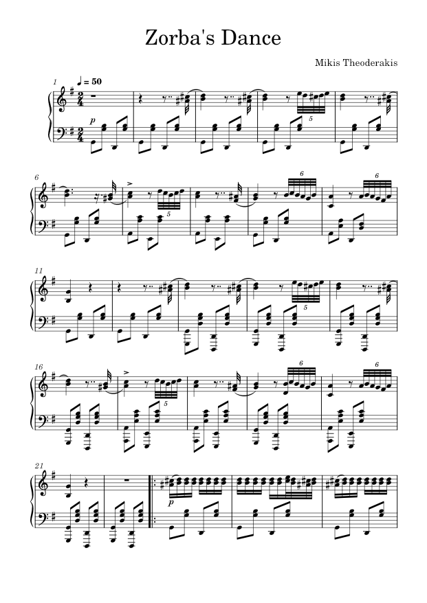 Zorba's Dance Sheet music for Piano (Solo) | Musescore.com