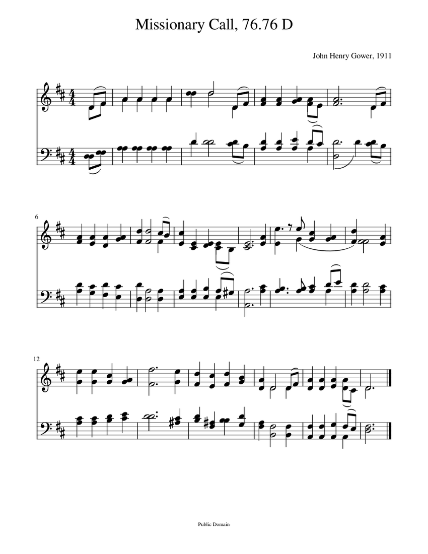 Missionary Call - John Henry Gower Sheet music for Piano (Piano Duo ...
