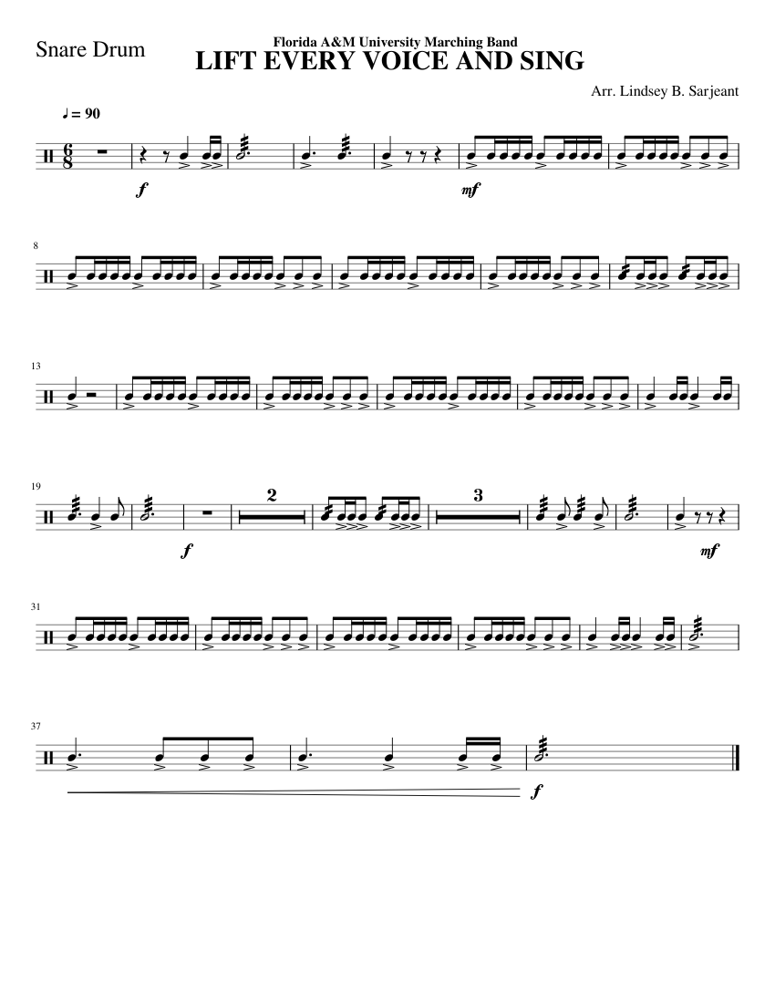 LIFT EVERY VOICE AND SING-Snare Drum - piano tutorial