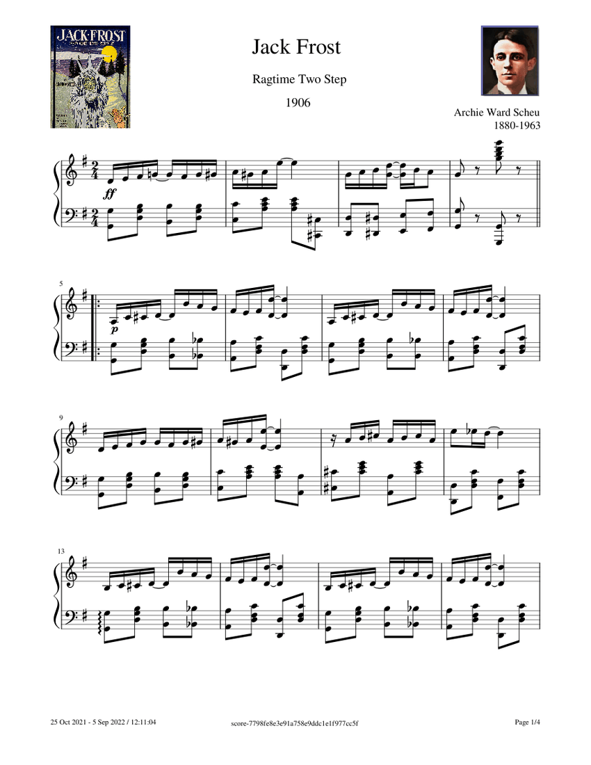Jack Frost – Archie Ward Scheu Sheet Music for Piano (Solo) | MuseScore.com